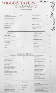 wiggins 2023 menu - Hotel Northampton